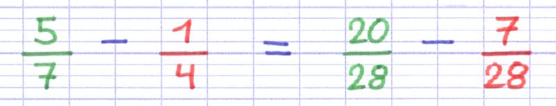 Soustraire des Fractions (dénominateurs différents)