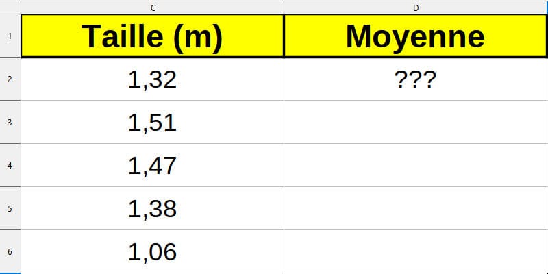 Calculer une Moyenne avec un Tableur