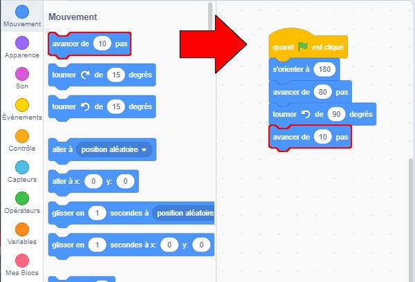 Scratch: S'orienter, Avancer et Tourner