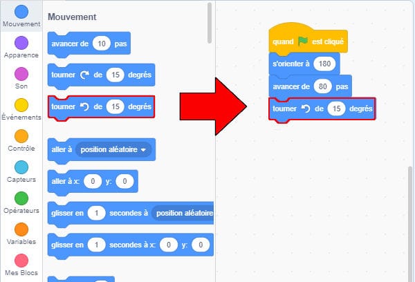 Scratch: S'orienter, Avancer et Tourner